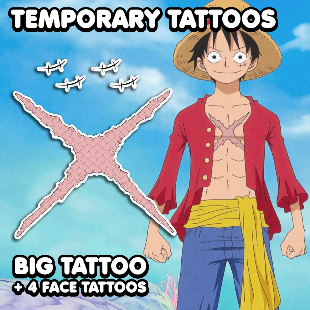 Monkey D. Luffy - One Piece | Temporary Tattoos | FULL SIZE - AlunaCre ...